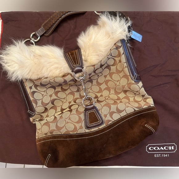 Coach | Bags | Authentic Coach Signature Fur Trim Handbag | Poshmark